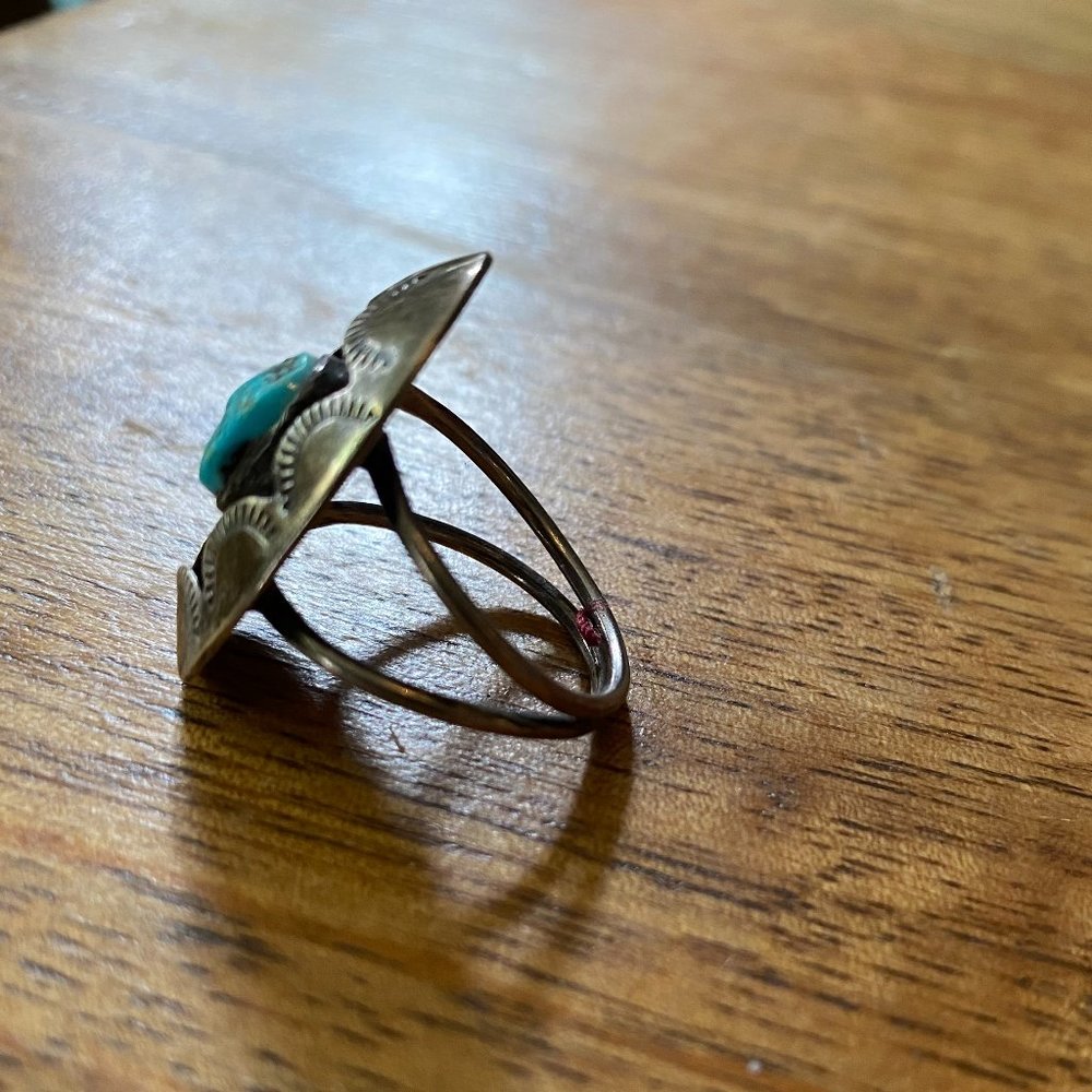 Sterling Turquoise Shadow Box Ring - Gem